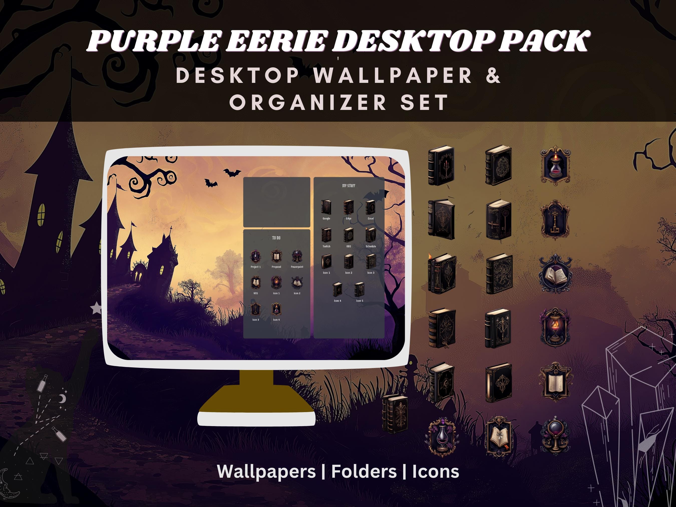 Purple Magic Computer Desktop Theme Background Wallpaper Organizer Set ...