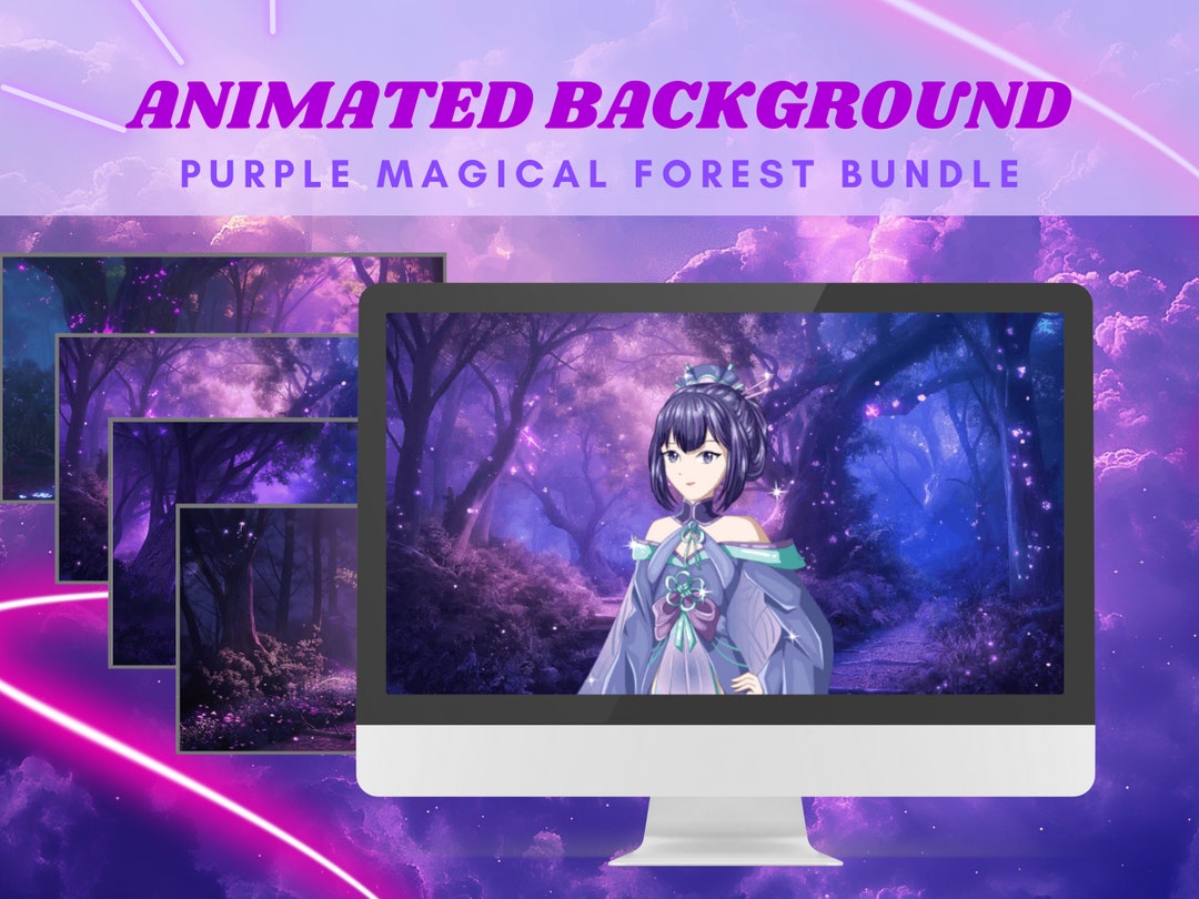 Vtuber Animated Background Purple Twitch Background Vtuber Overlay ...