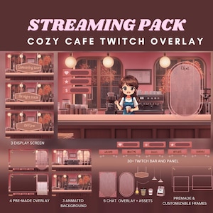 Cafe Twitch Overlay Lofi Pink Cafe Twitch Vtuber Animated Background ...