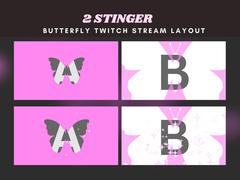 Butterfly Twitch Overlay Animated Butterfly Twitch Stream Layout Pink ...