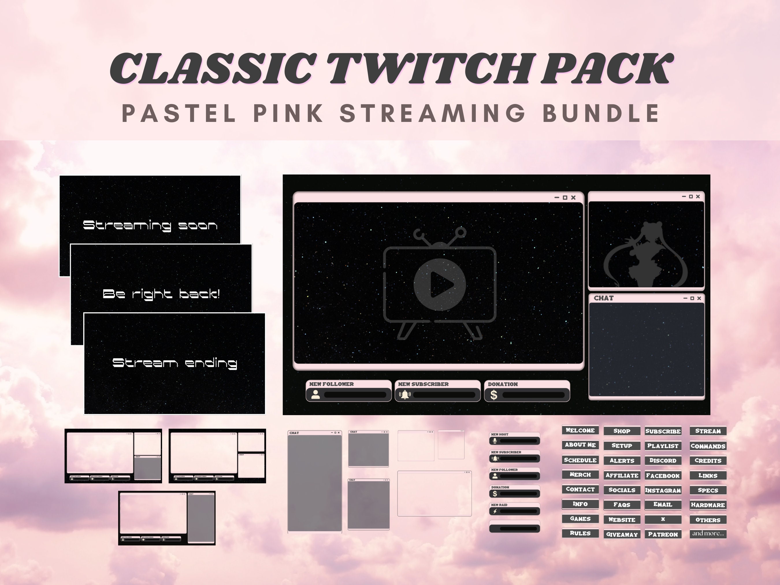 Twitch Overlay Pastel Pink Streaming Pack Pink Animated Background ...