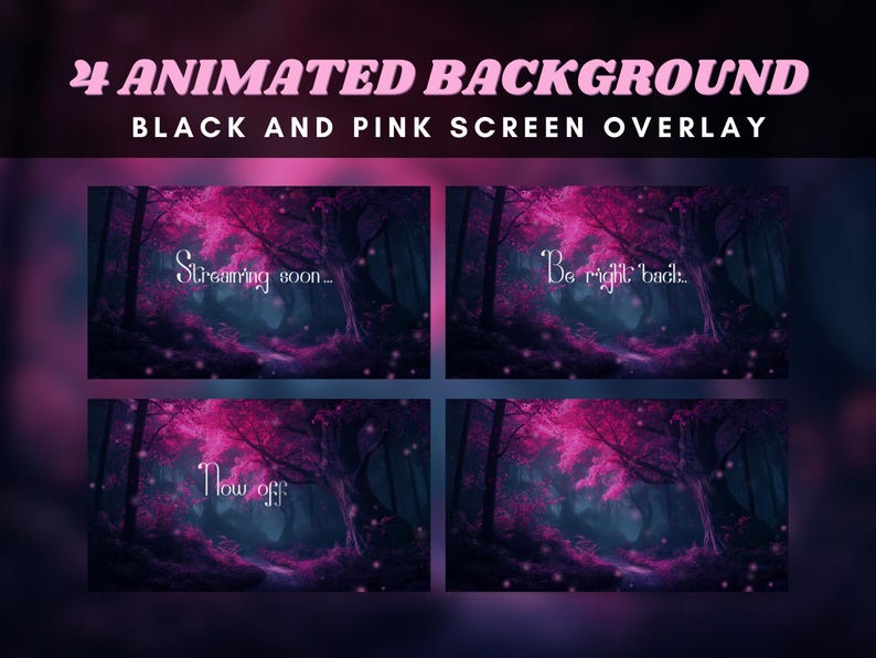 Pink Twitch Overlay Forest Pastel Pink Streaming Pack Pink Animated ...