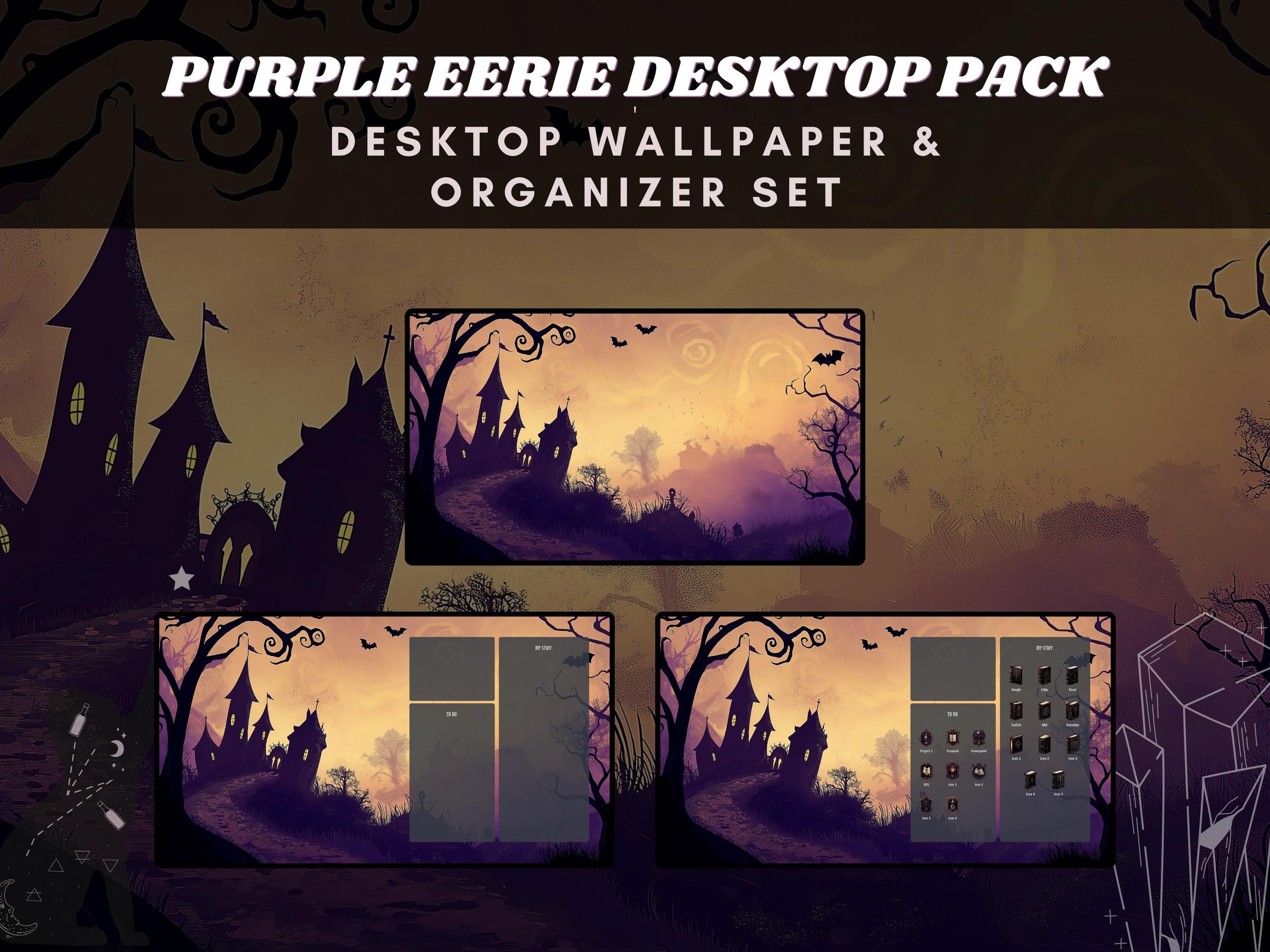 Purple Magic Computer Desktop Theme Background Wallpaper Organizer Set ...