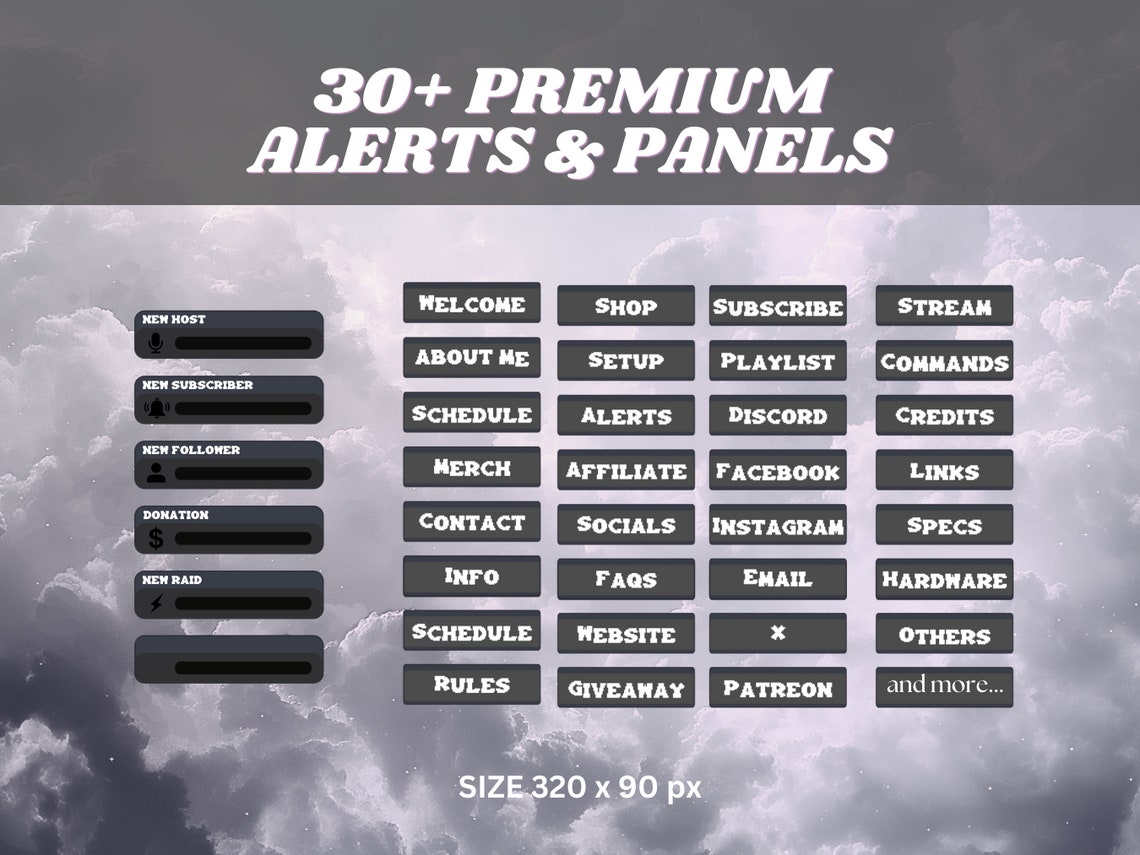 Classic Black Twitch Overlay Streaming Pack Gray Black Animated ...