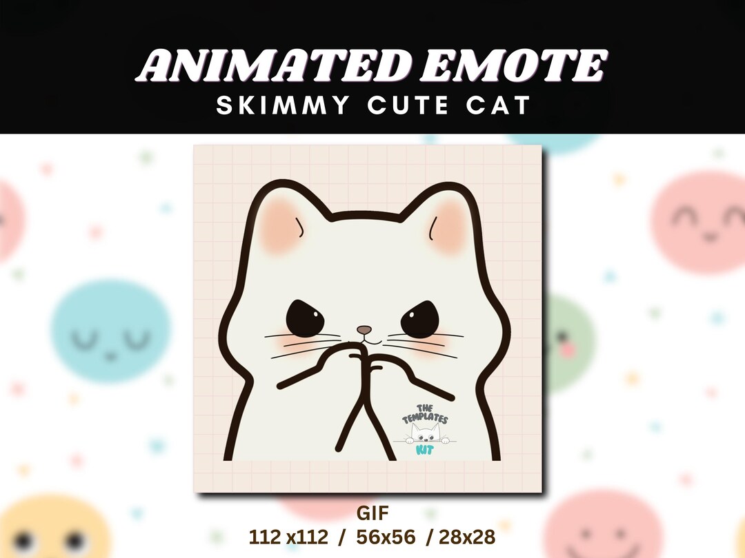 Animated Cat Emote Twitch Cute Cat Animated Emote Scheming Face White ...