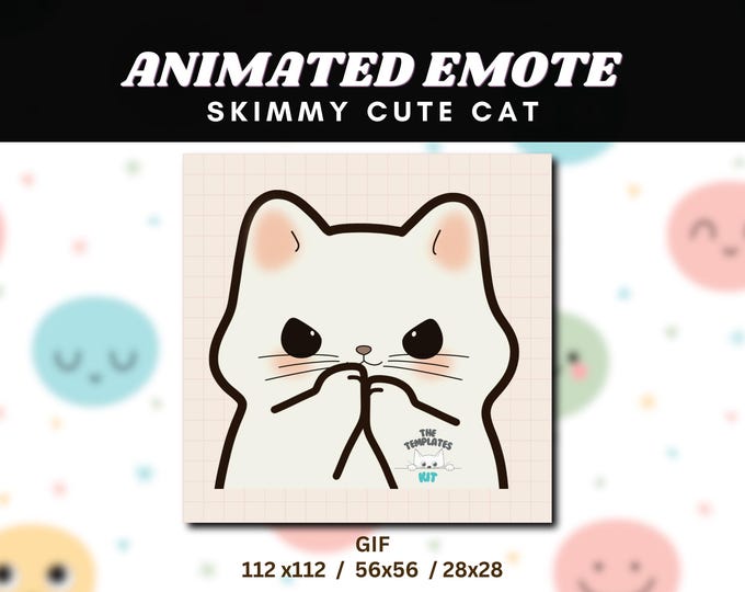 Animated Emote Cute White Cat / Shaking Head Emote / Emote for Streamer ...