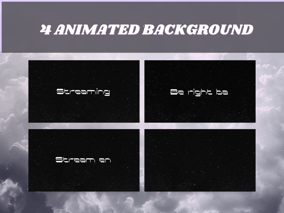 Classic Black Twitch Overlay Streaming Pack Gray Black Animated ...