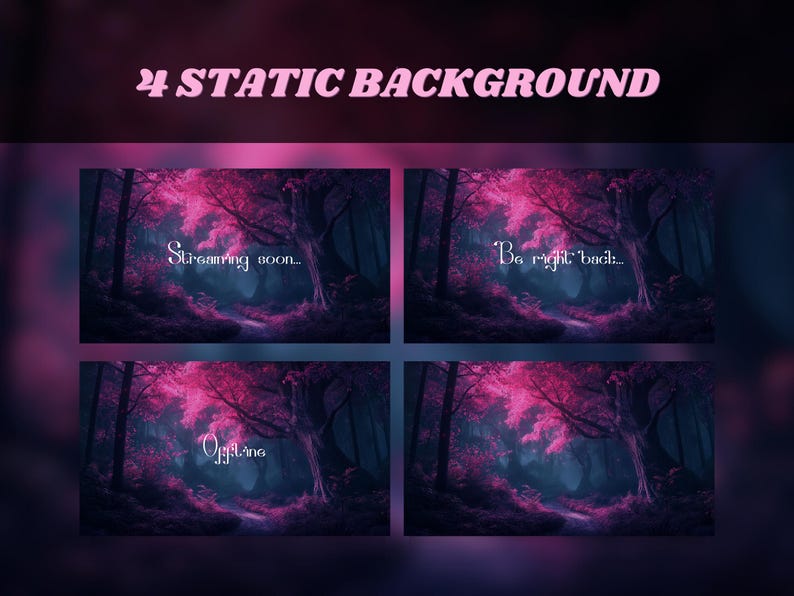 Pink Twitch Overlay Forest Pastel Pink Streaming Pack Pink Animated ...