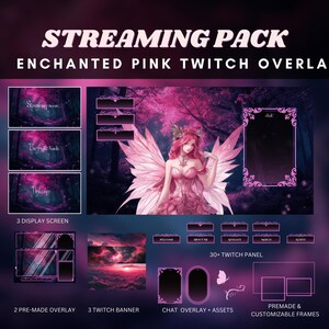 Pink Twitch Overlay Stream Animated Pink Forest Streaming Pack Magical ...