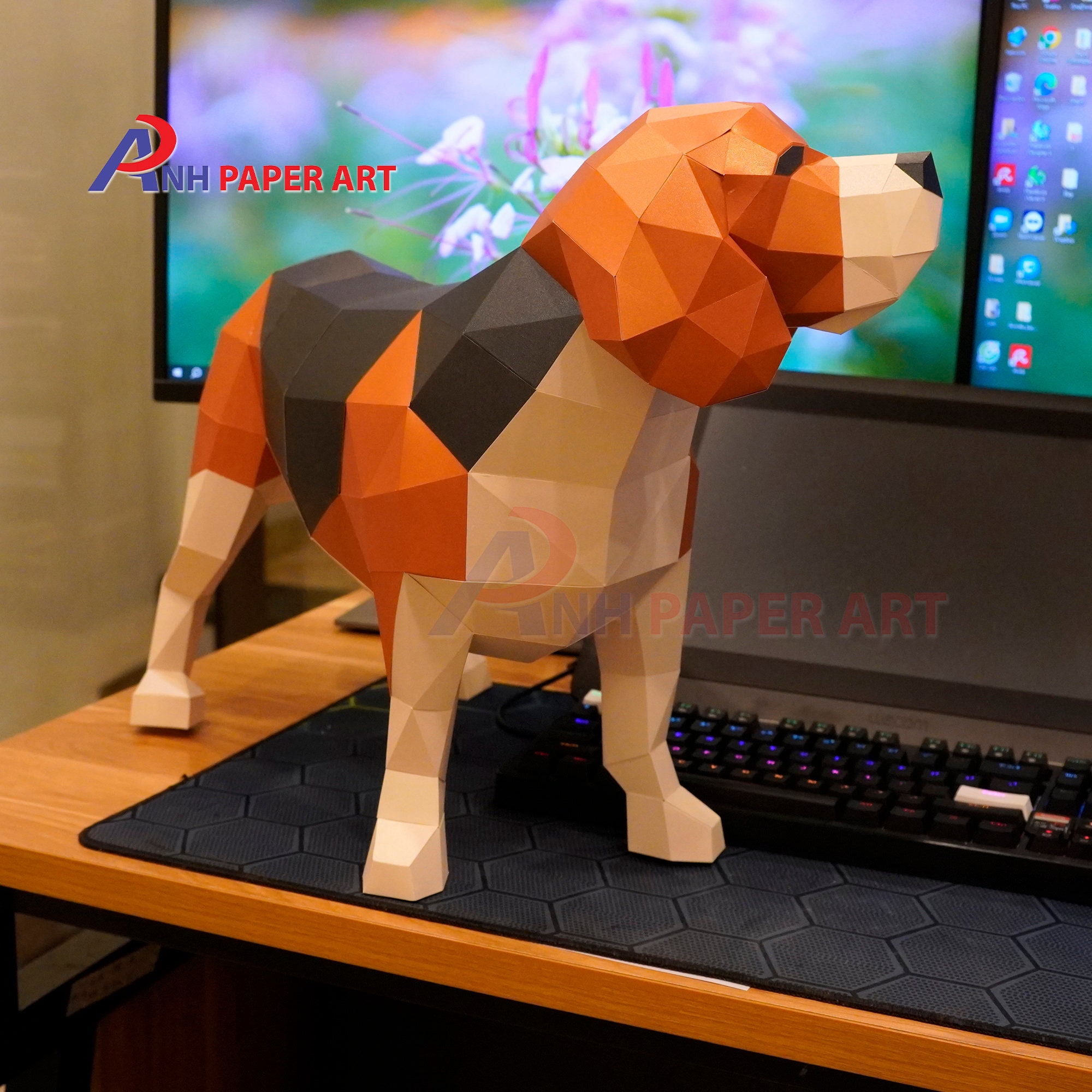 Papercraft Beagle Dog PDF, SVG Template for Cricut Project DIY 3D ...