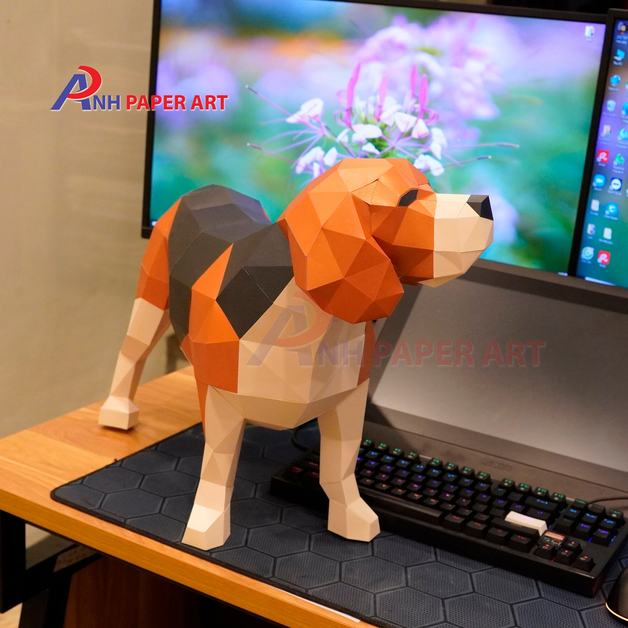 Papercraft Beagle Dog PDF, SVG Template for Cricut Project DIY 3D ...