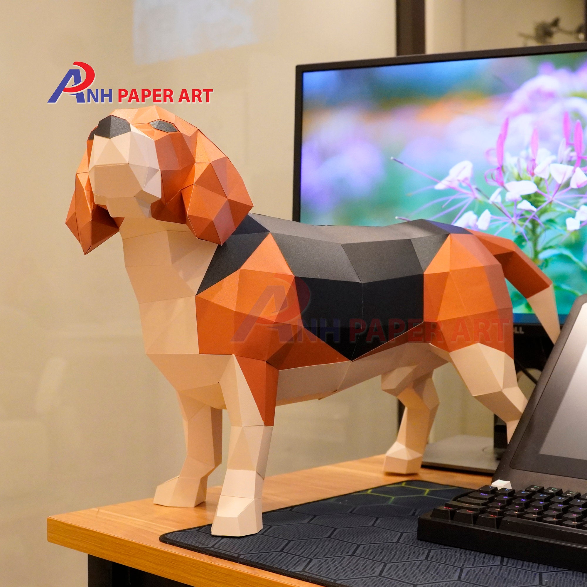 Papercraft Beagle Dog PDF, SVG Template for Cricut Project DIY 3D ...