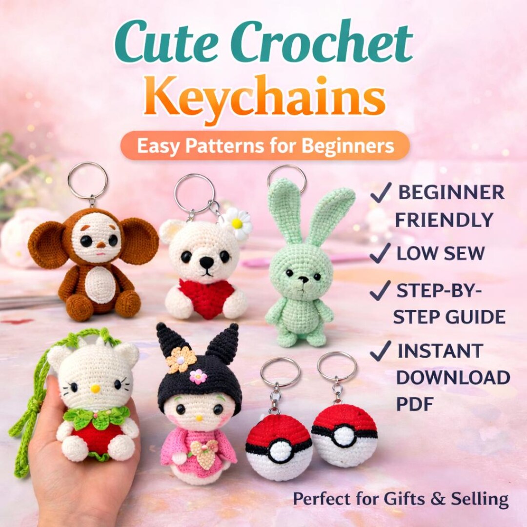 Crochet Keychain Pattern, Amigurumi Pattern, Cat Keychain, Plush ...