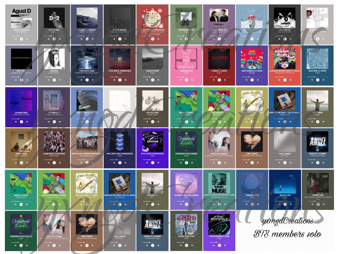 BTS Solo ALBUM COVER Prints (57) | Digital Download | Printable Kpop ...