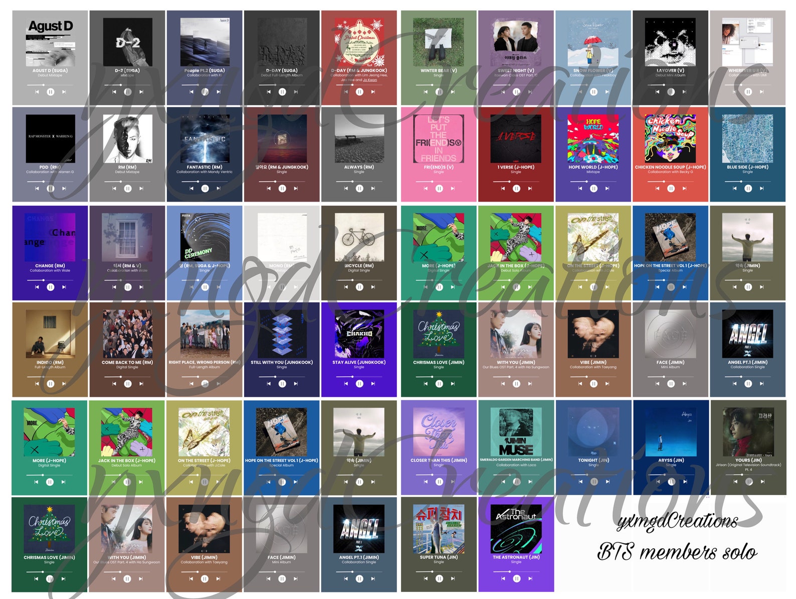 BTS Solo ALBUM COVER Prints (57) | Digital Download | Printable Kpop Poster | Kpop Prints | Wall ...