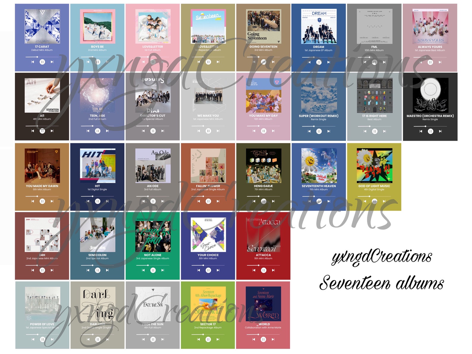 SEVENTEEN ALBUM COVER Prints (33) | Digital Download | Printable Kpop ...