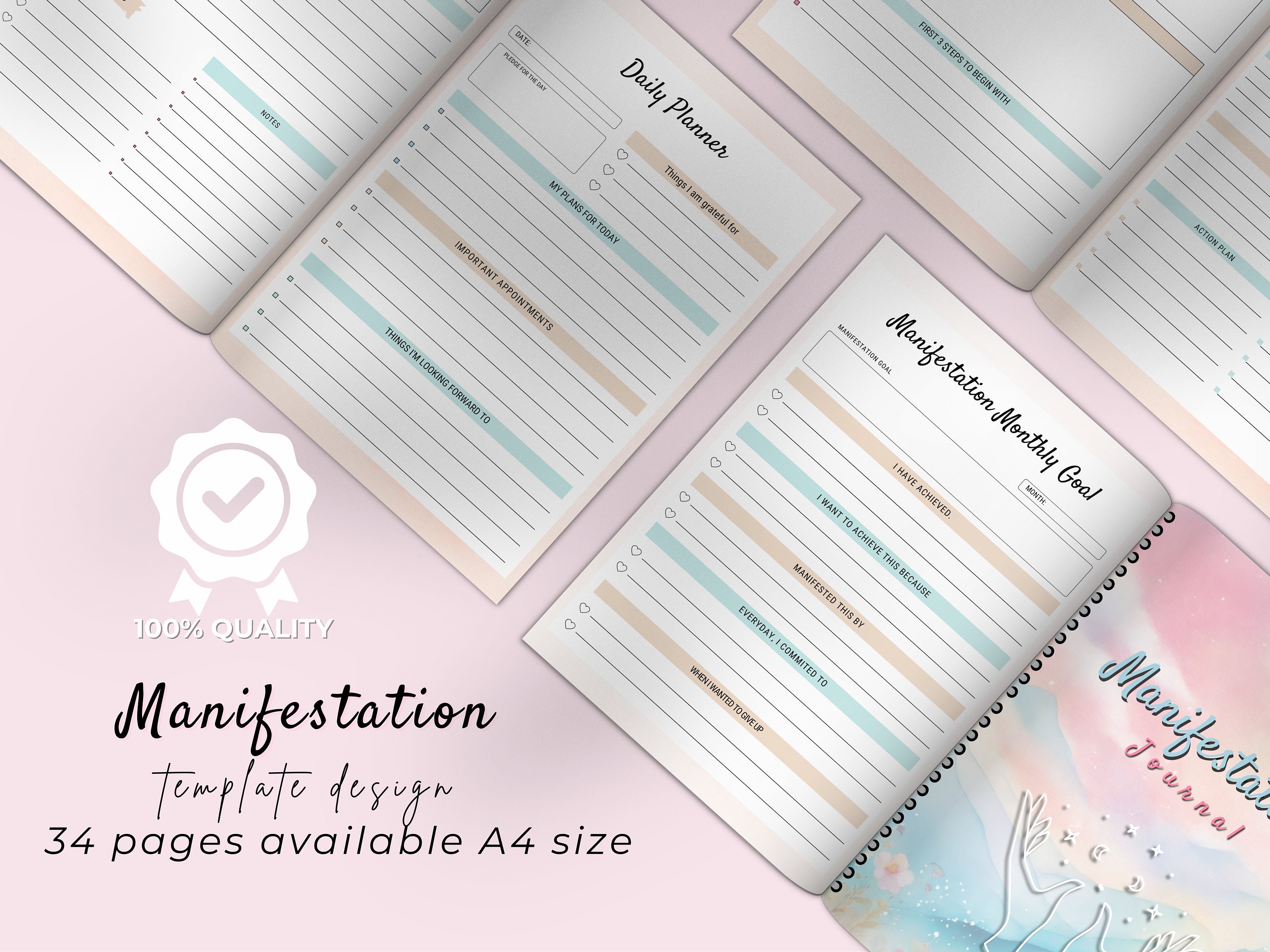 Gratitude Journal & Manifestation Planner, Wellness, Law of Attraction ...