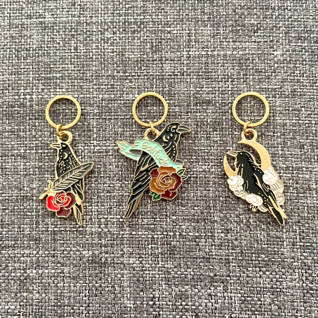 SOLITIUDE CROWS Enamel Trio Set of 3 Knitting Stitch Markers - Etsy