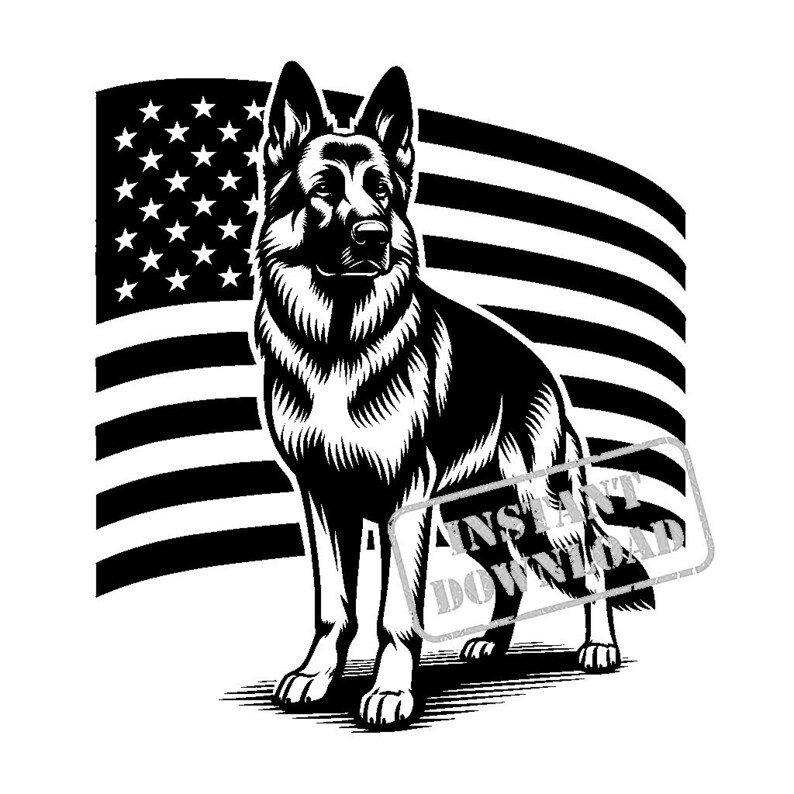 German Shepherd With an American Flag SVG Bundle - Etsy