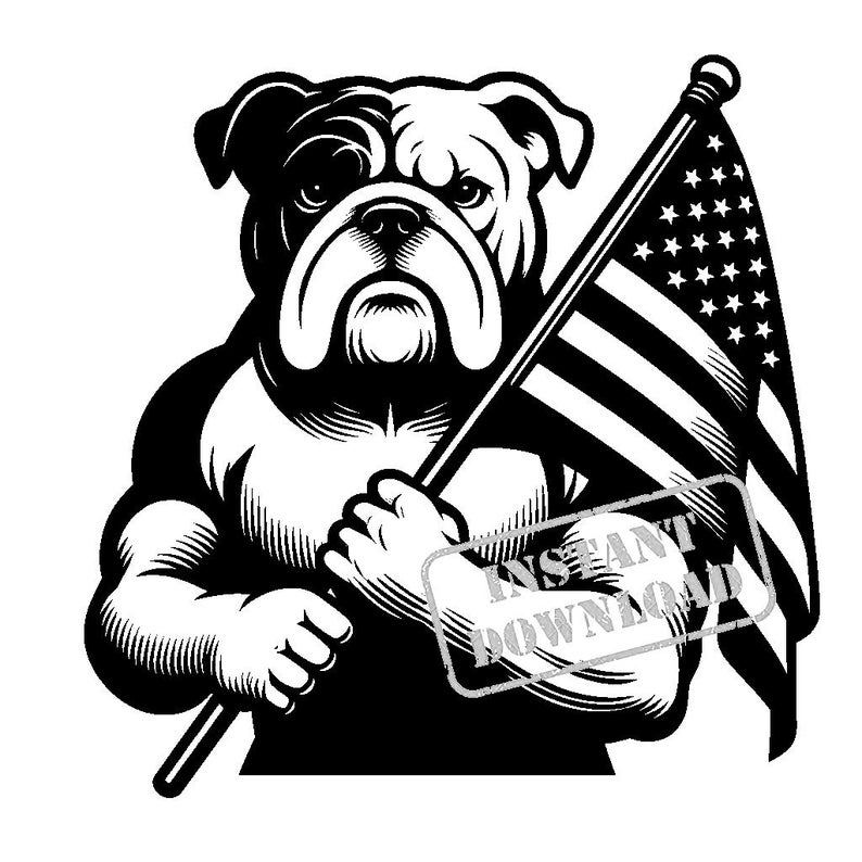 Bulldog With an American Flag SVG Bundle - Etsy