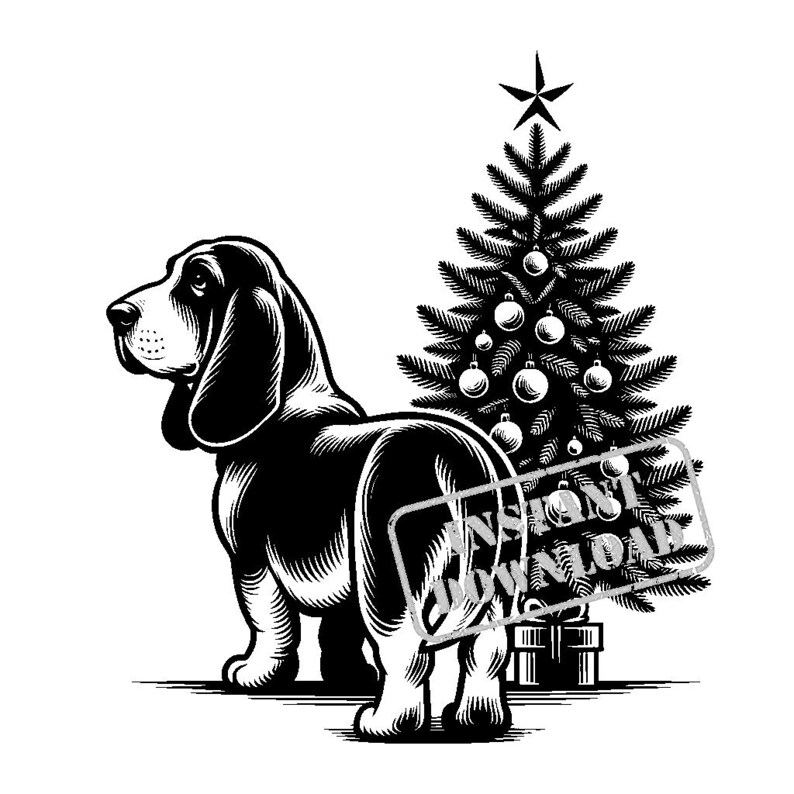 Basset Hound With Christmas Tree SVG Bundle - Etsy