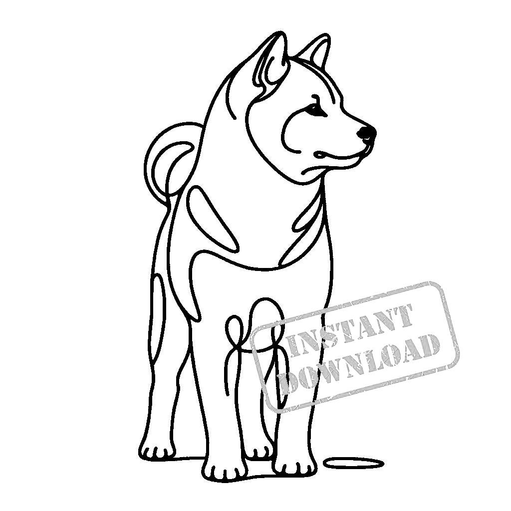 Shiba Inu in a One-line Drawing Style SVG Bundle - Etsy