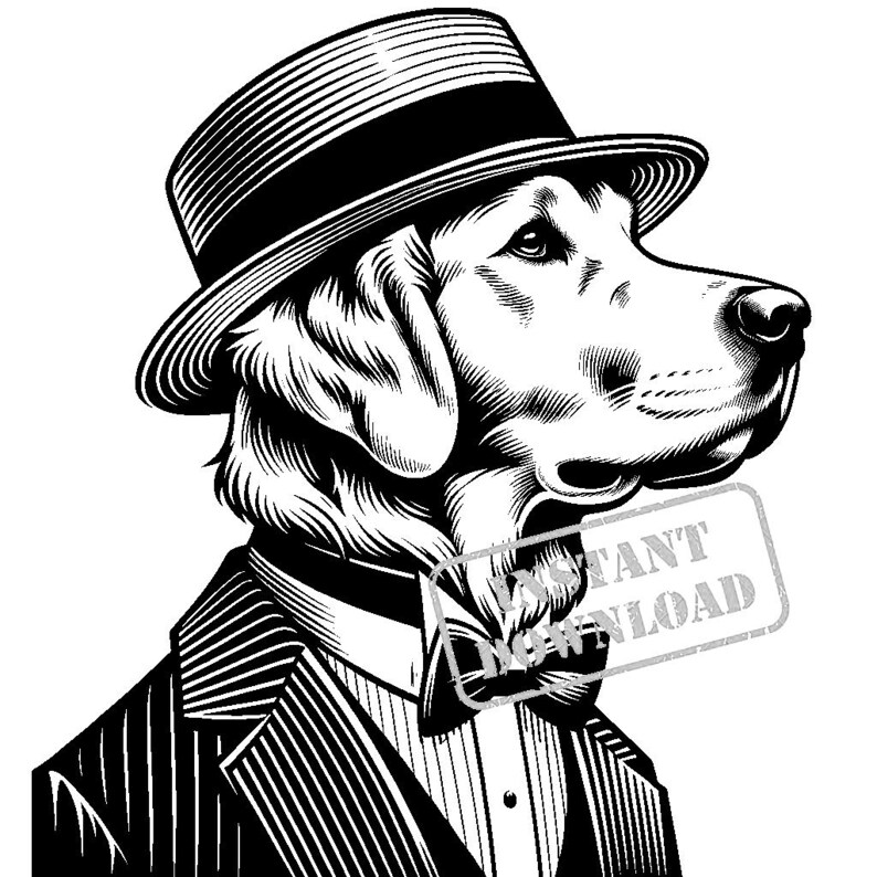 1920s Style Golden Retriever SVG Bundle - Etsy