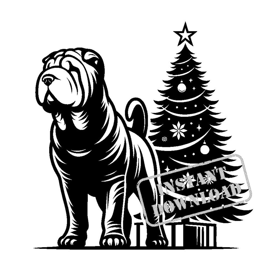 Chinese Shar-pei With Christmas Tree SVG Bundle - Etsy