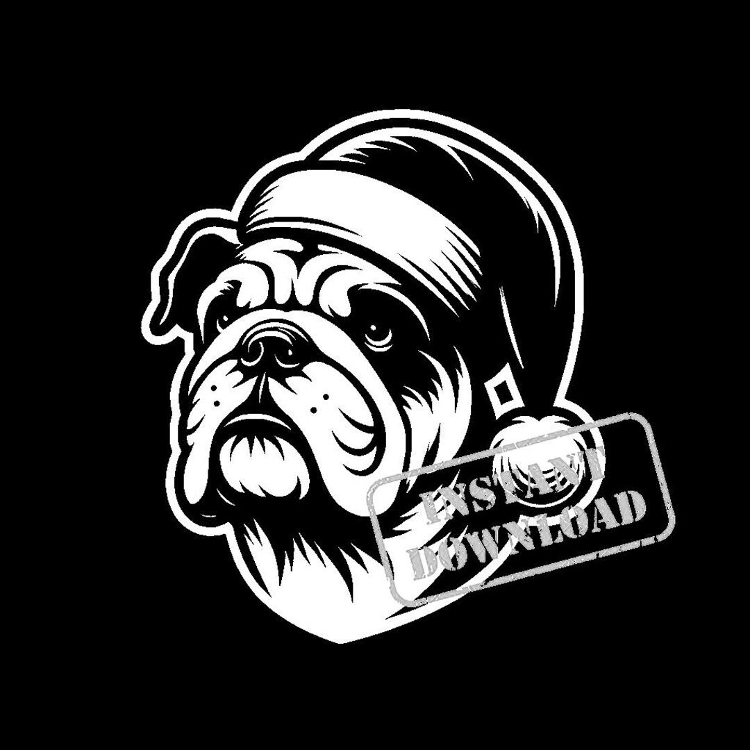 Bulldog With a Santa Hat on SVG Bundle - Etsy