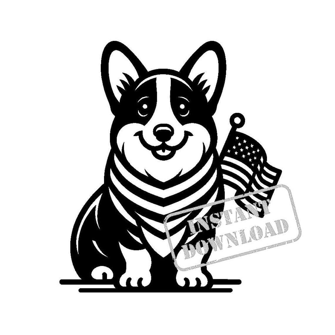 Pembroke Welsh Corgi With an American Flag SVG Bundle - Etsy