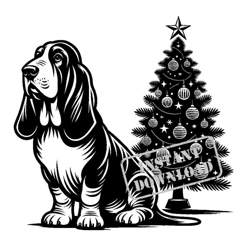 Basset Hound With Christmas Tree SVG Bundle - Etsy