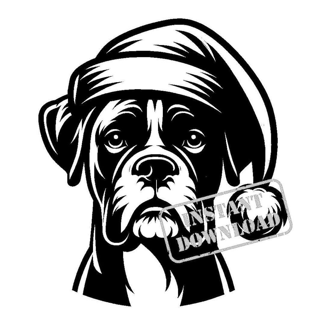 Boxer Dog With a Santa Hat on SVG Bundle - Etsy
