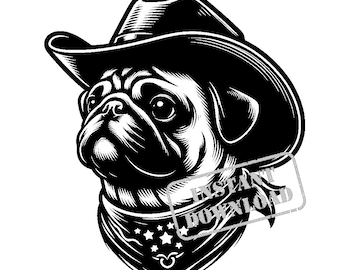 Bulldog With a Cowboy Hat on SVG Bundle - Etsy