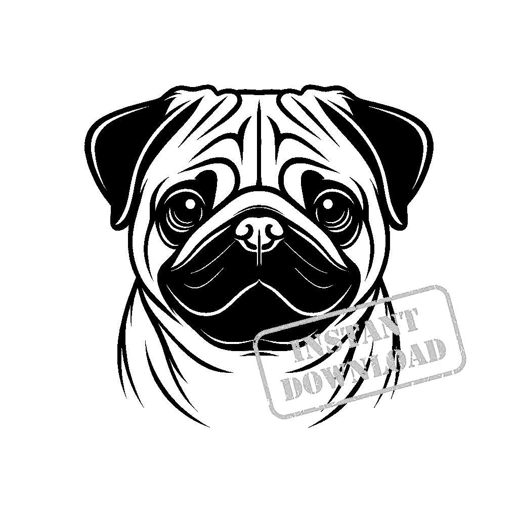 Pug in a One-line Drawing Style SVG Bundle - Etsy UK