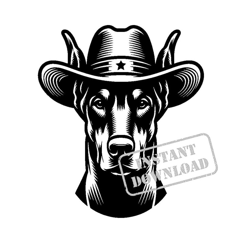 Doberman Pinscher With a Cowboy Hat on SVG Bundle - Etsy