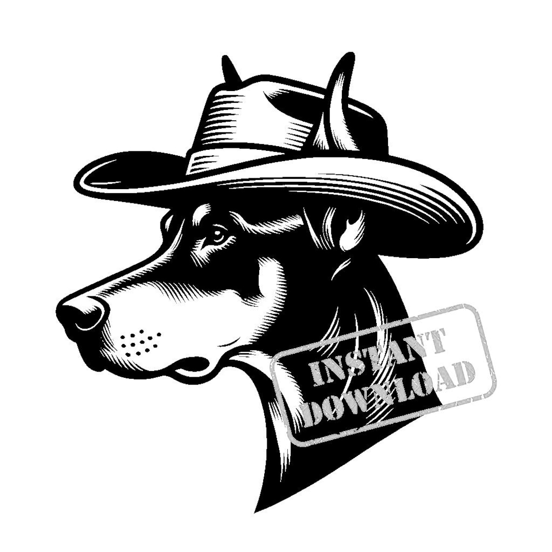 Doberman Pinscher With a Cowboy Hat on SVG Bundle - Etsy