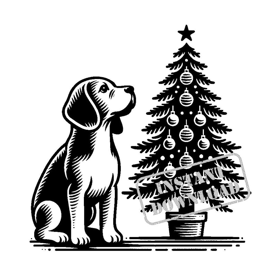 Beagle With Christmas Tree SVG Bundle - Etsy