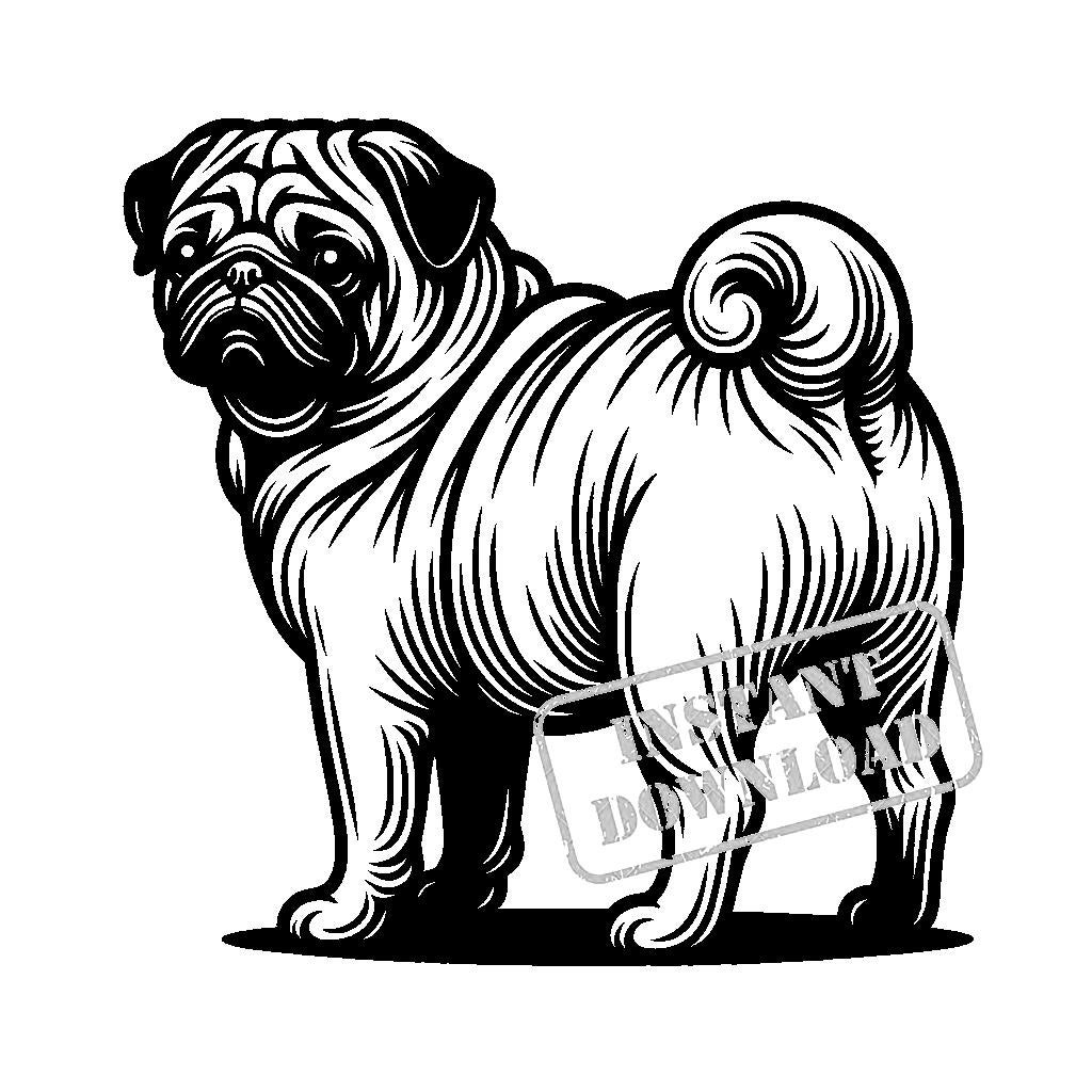 Pug in a One-line Drawing Style SVG Bundle - Etsy UK