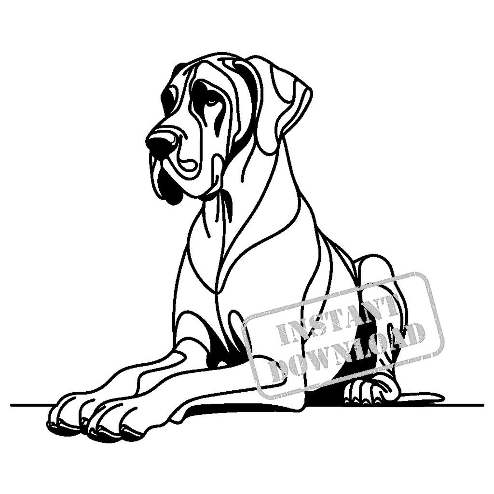 Great Dane One-line Drawing SVG Bundle (digital Download) - Etsy
