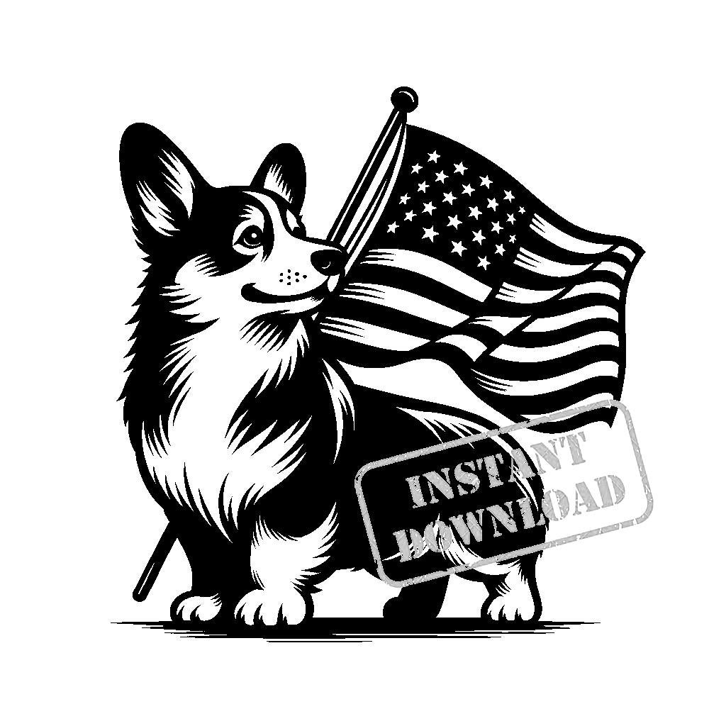 Pembroke Welsh Corgi With an American Flag SVG Bundle - Etsy