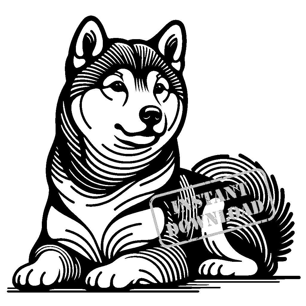 Shiba Inu in a One-line Drawing Style SVG Bundle - Etsy