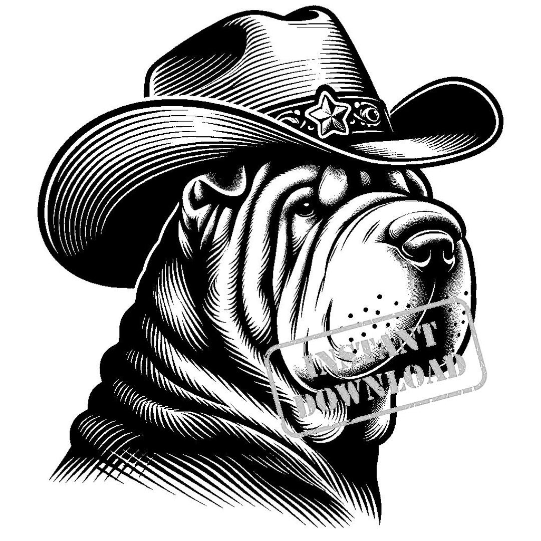 Chinese Shar-pei With a Cowboy Hat on SVG Bundle - Etsy