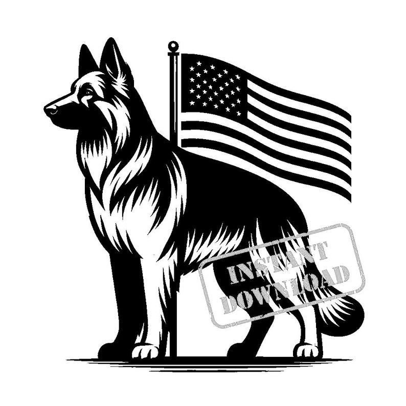 German Shepherd With an American Flag SVG Bundle - Etsy