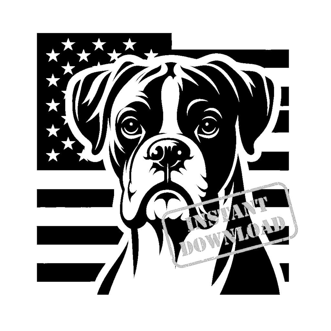 Boxer Dog With an American Flag SVG Bundle - Etsy