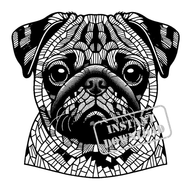 Pug in a Mosaic Style SVG Bundle - Etsy