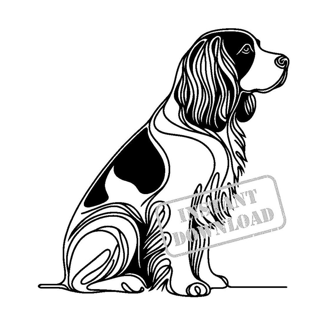 English Springer Spaniel in a One-line Drawing Style SVG Bundle - Etsy UK