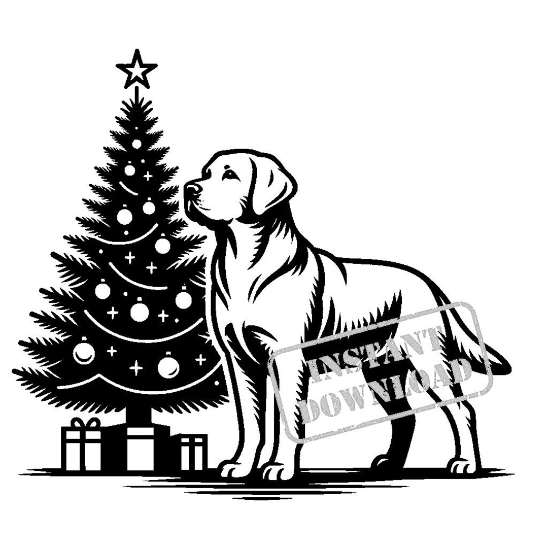 Labrador Retriever With Christmas Tree SVG Bundle - Etsy