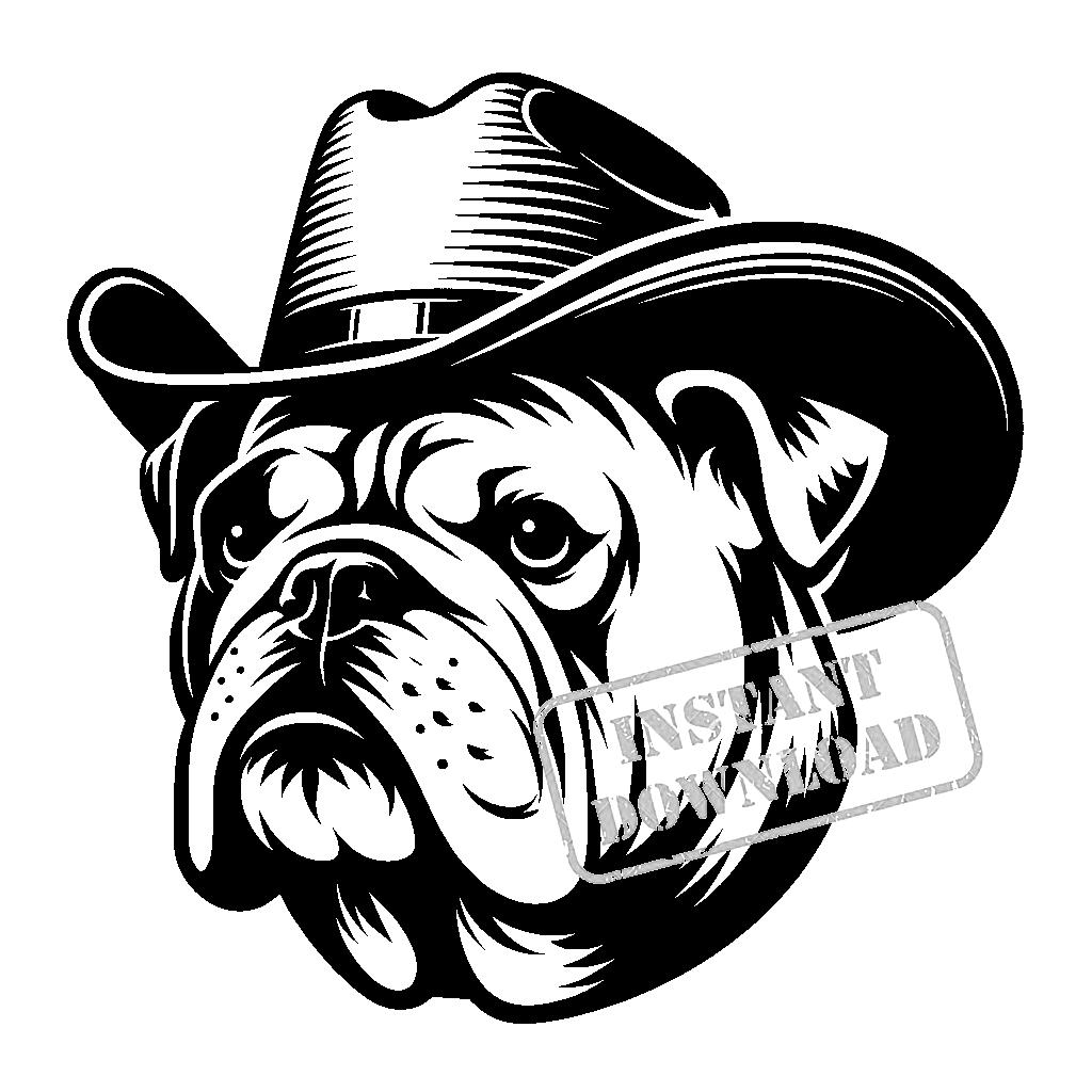 Bulldog With a Cowboy Hat on SVG Bundle - Etsy