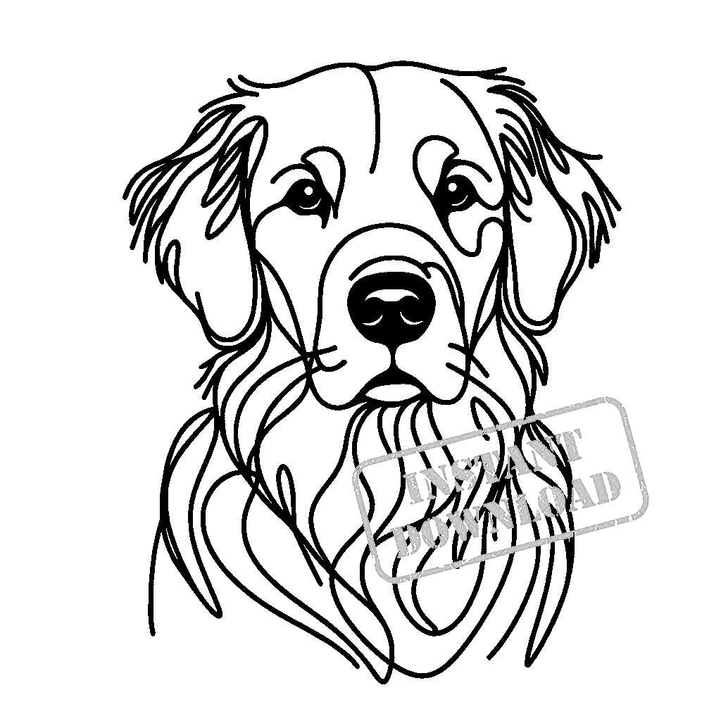 Golden Retriever in a One-line Drawing Style SVG Bundle - Etsy