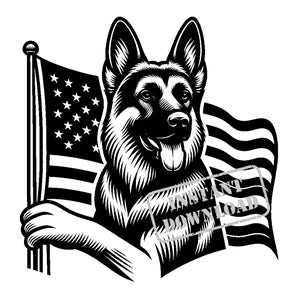 German Shepherd With an American Flag SVG Bundle - Etsy